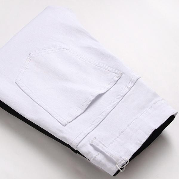 Buy New Fashion Mens Ripped Jeans Motorcycle Denim Pants Stitching Two ...