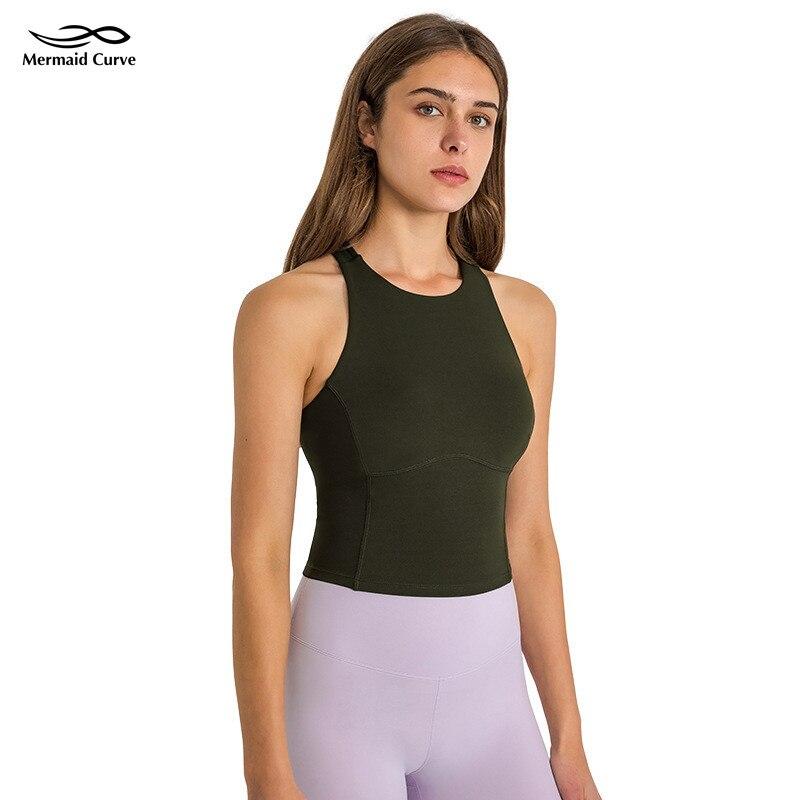 Buy Mermaid Curve Round Tie Chest Pad Run Sports Top Women's X-shaped ...