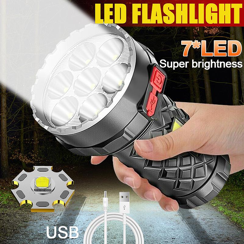 Buy Powerful 7 LED+COB Side Light LED Flashlight Waterproof 5 Modes ...