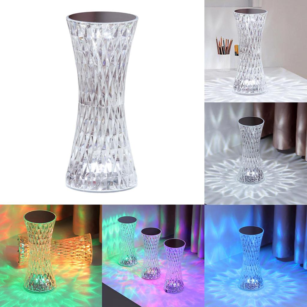Buy 3/16 Colors LED Crystal Table Lamp Rose Light Projecto Touch Remote ...