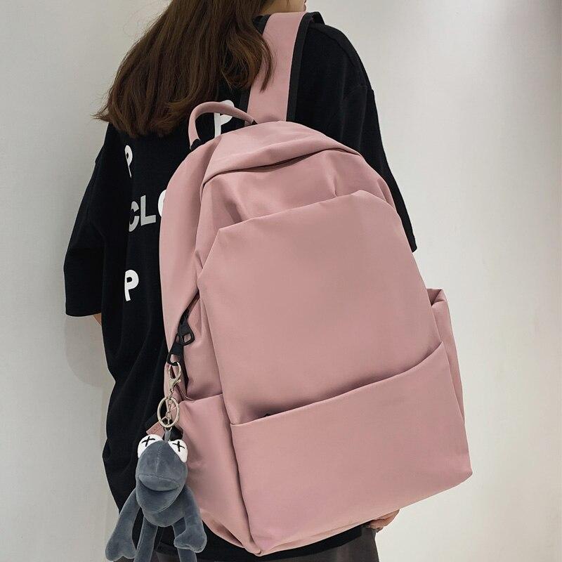 Buy Large Capacity Waterproof Nylon Backpack Unisex Solid Color Travel ...