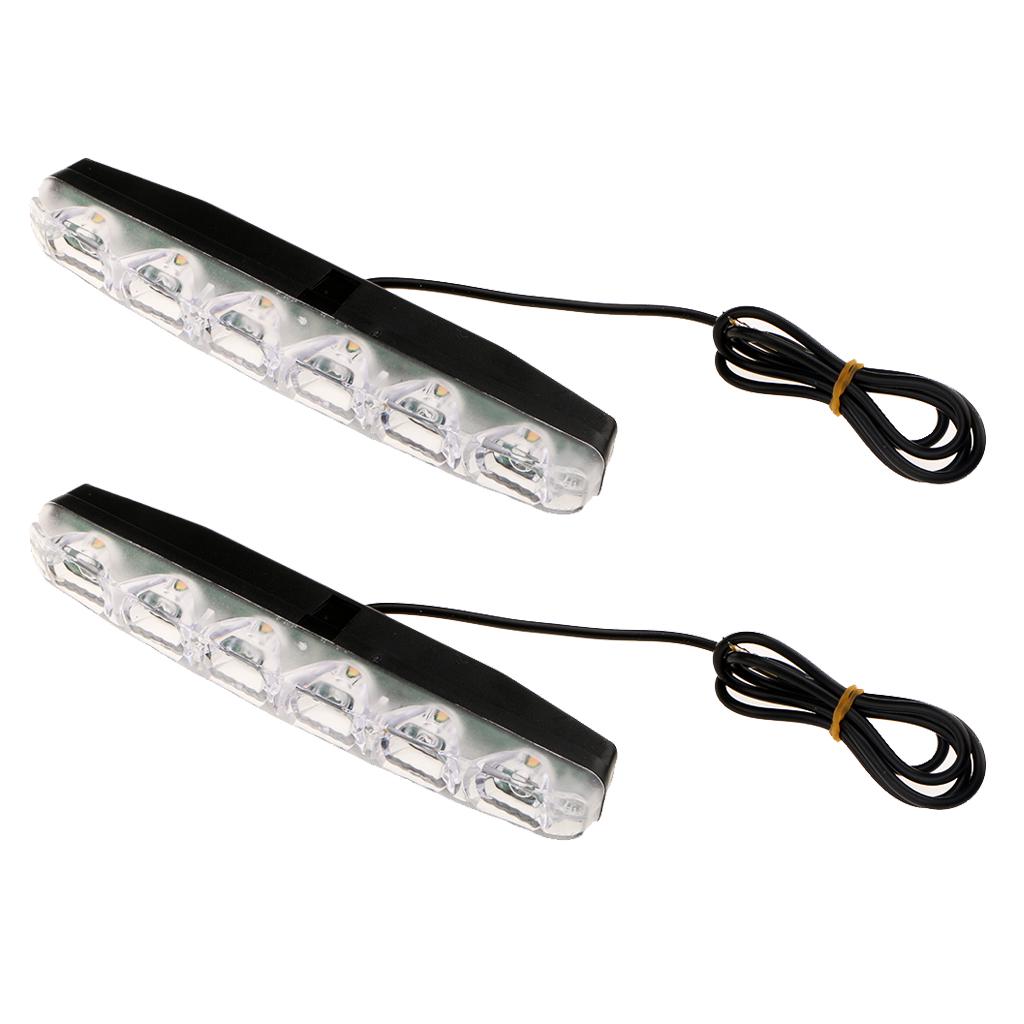 Buy 2 Pieces 6 LED Car Daytime Running Lights DRL 12V 6000K with ...