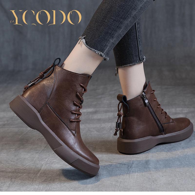 Autumn and Winter Girls Natural Leather Boots, Student Leather Boots ...