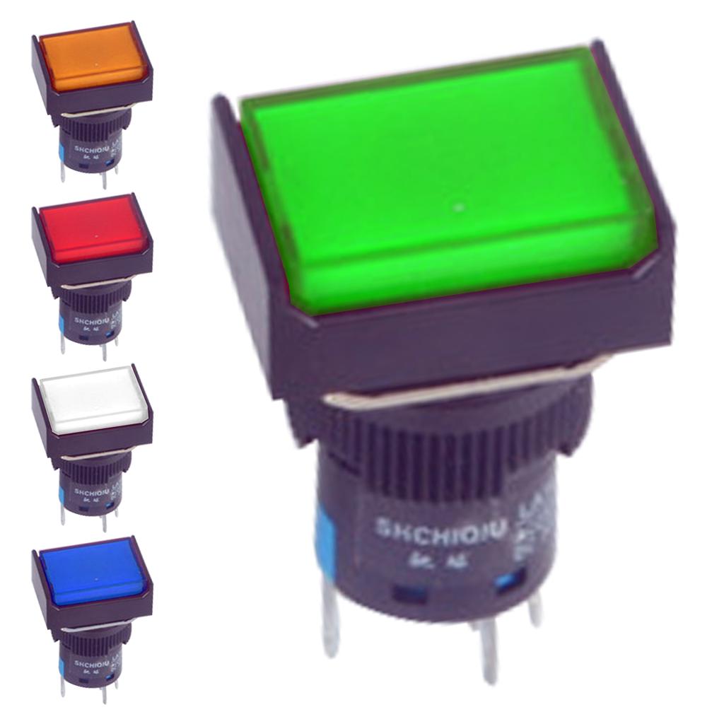 Buy Rectangular Push Button Switch with Light Reset Self-locking Small ...