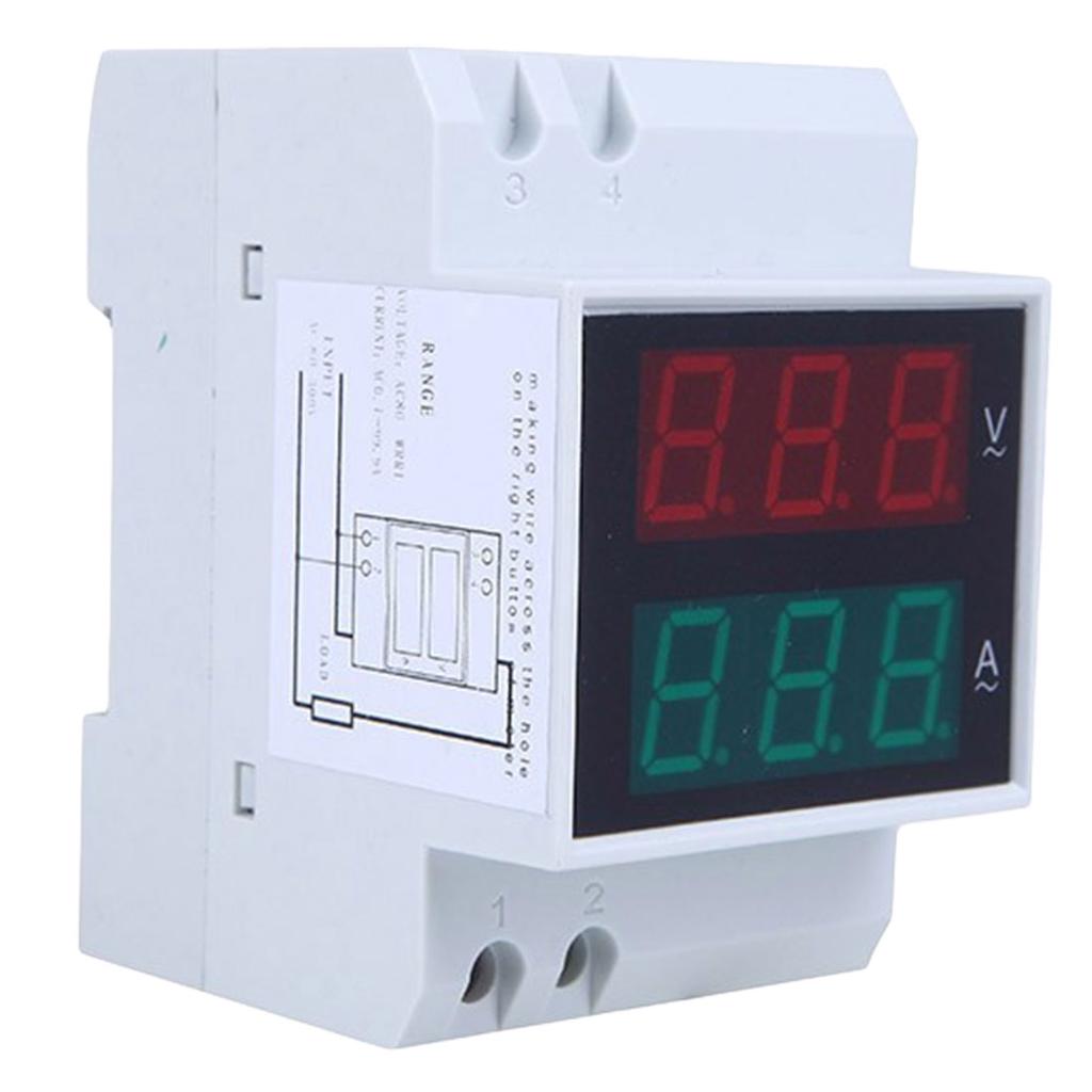 Buy AC Rail LED Voltmeter Ammeter Red Blue Display Active Power Factor ...