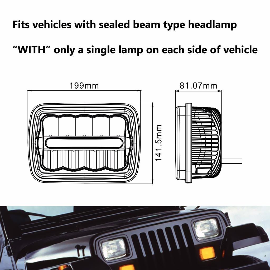 Buy 7x5 INCH Super Bright LED Headlight Head Lamp Bulb For Jeep JK TJ ...