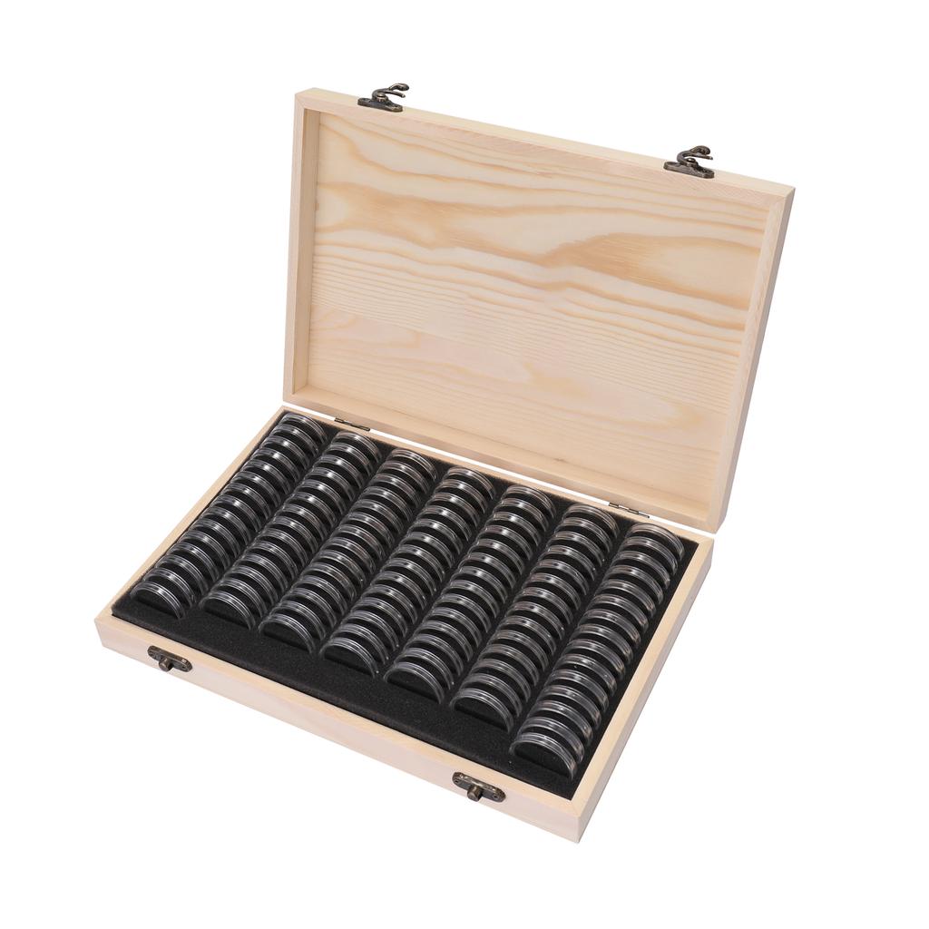 Buy Pine Wood Coin Holder Wooden Coins Storage Box for Collectible ...
