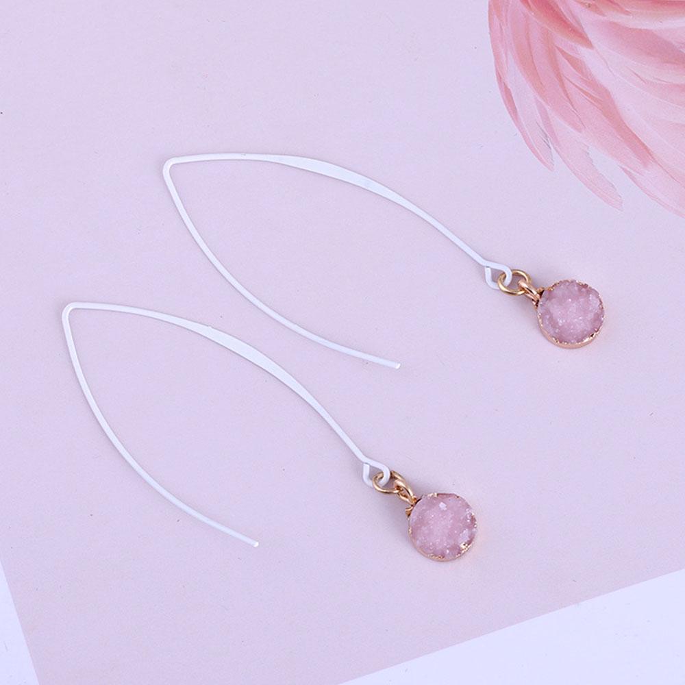 Circle Jewelry Round Dangle Drop Geometric Handmade Stone Natural Resin ...