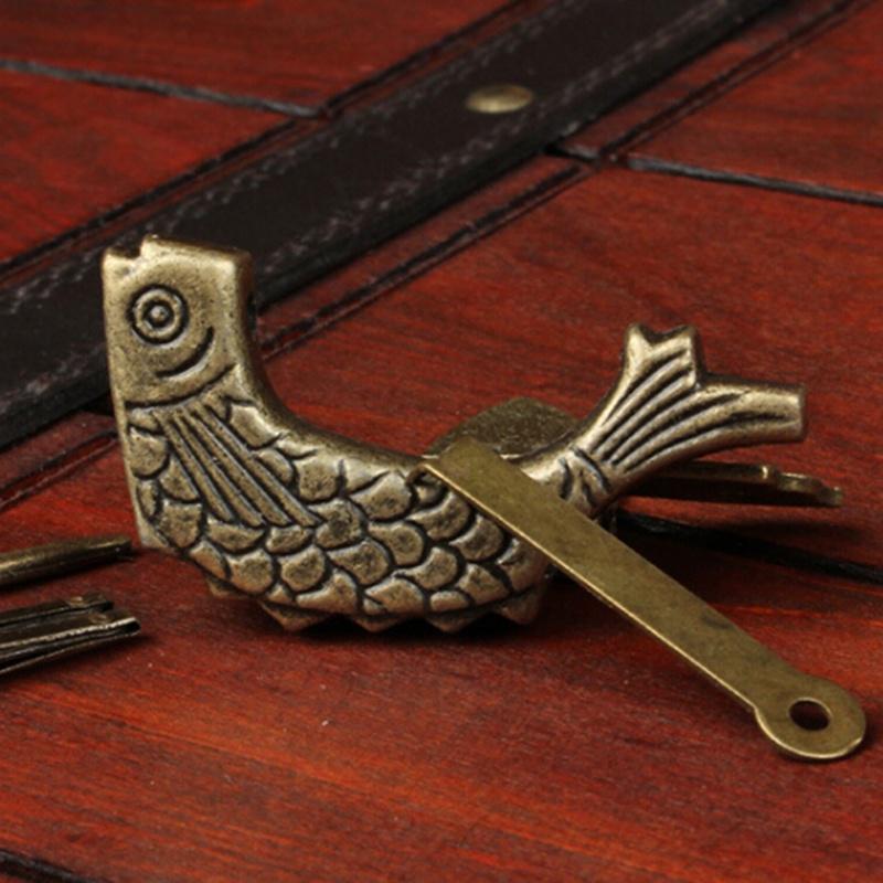 Antique Chinese Fish Lock Old Wooden Box Lock Jewelry Chest Box Lock ...