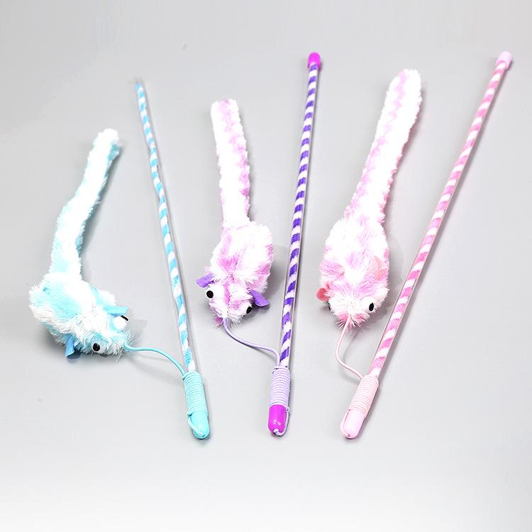 Pet Supplies Cat Toys Plush Mouse Funny Cat Stick Colored Wave Striped ...