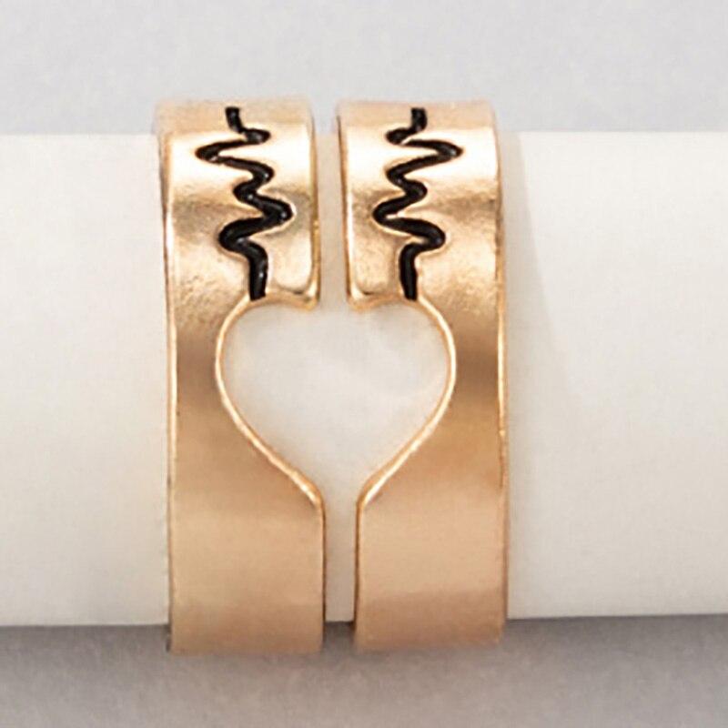 Buy Trendy Couple Rings for Women Men Cartoon Love Heart Carving ...