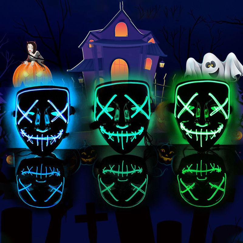 Buy LED Horror Glow Mask Halloween Themed Costume Party Scary Ghost ...