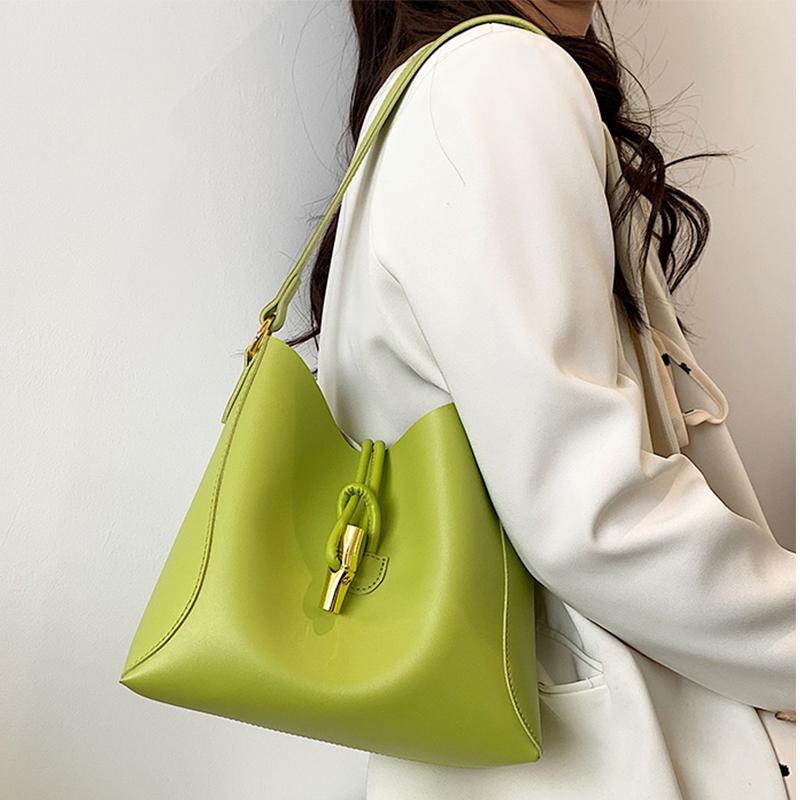 Buy Fashion Design Shoulder Bucket Bags Women PU Leather Drawstring ...