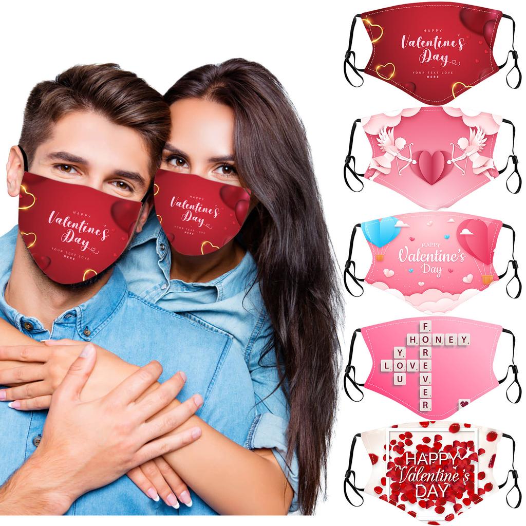 Buy 5pcs Mouth Cover for Valentine's Day Face Mask Reusable Washable ...