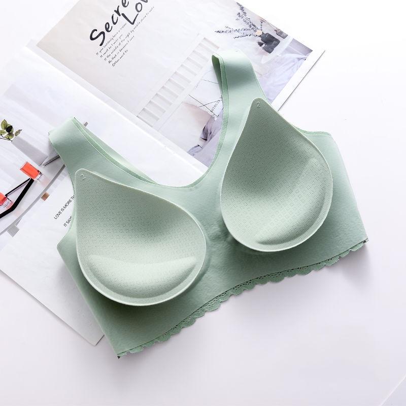 Latex Lace Bra Seamless Push Up Tank Top Gathered Comfortable Underwear ...