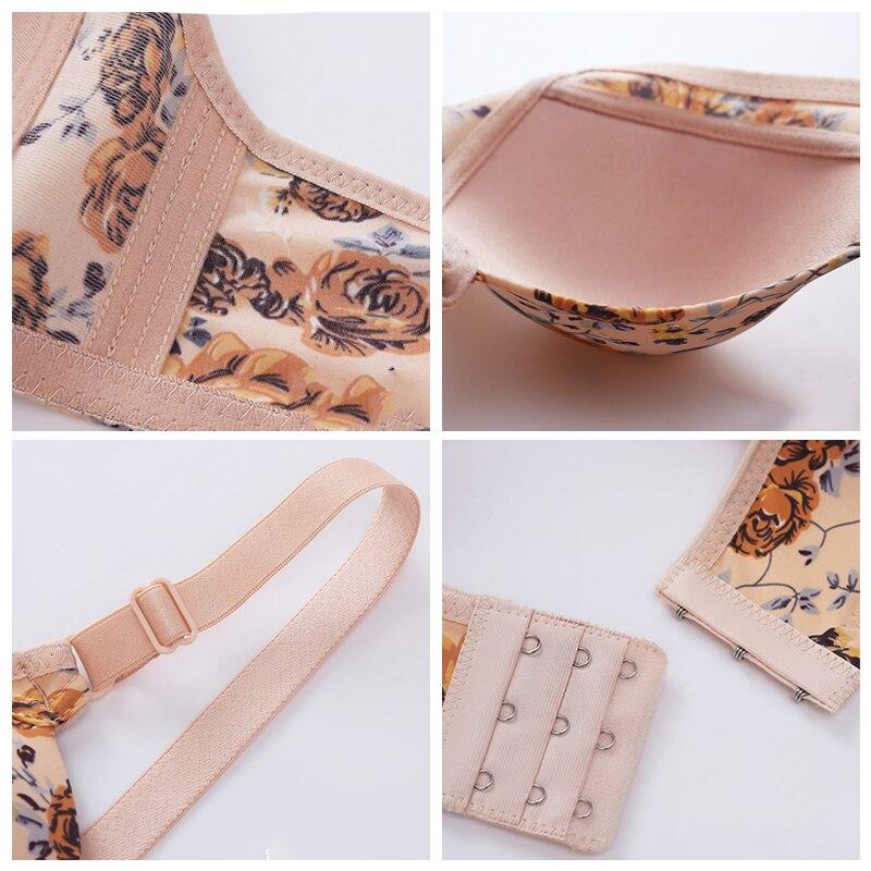 Buy Plus Size Bra Big Cup for Women Floral Printing Bras Push Up Bra ...