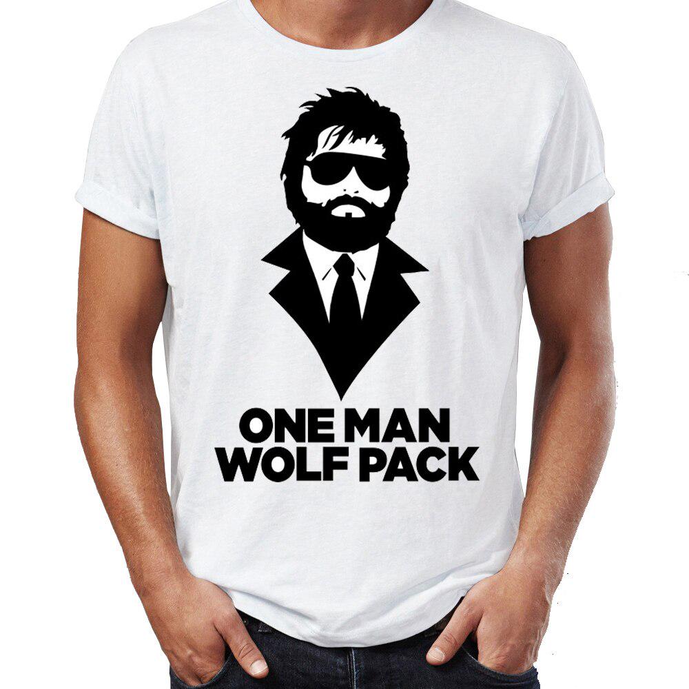 Men s T Shirt One Man Wolf Pack Hangover Awesome Artwork Printed Tee ...