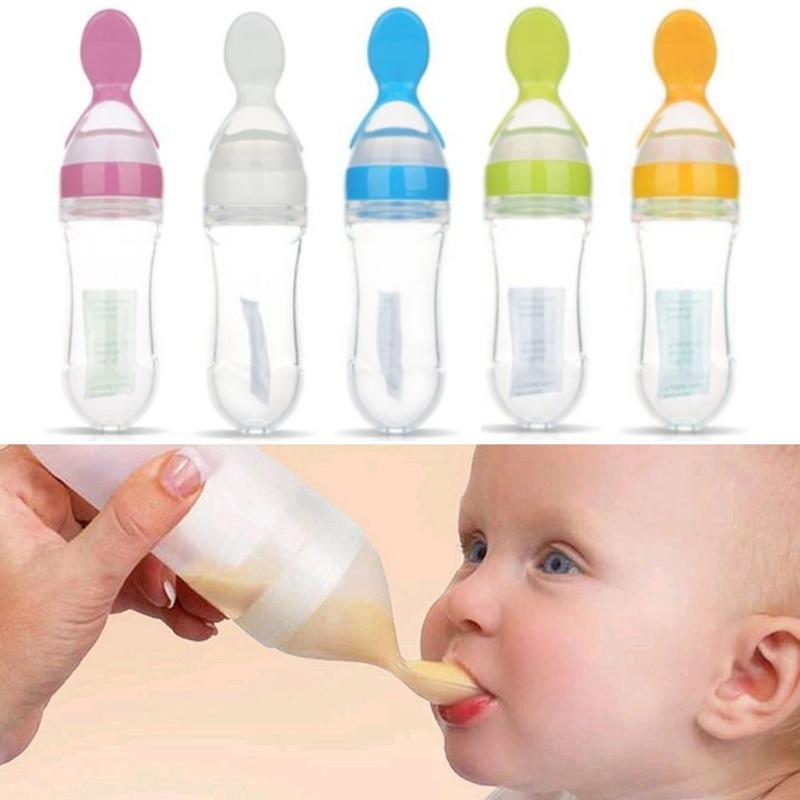 Buy 1Pc Infant Baby Silicone Feeding With Spoon Feeder Food Rice Cereal ...