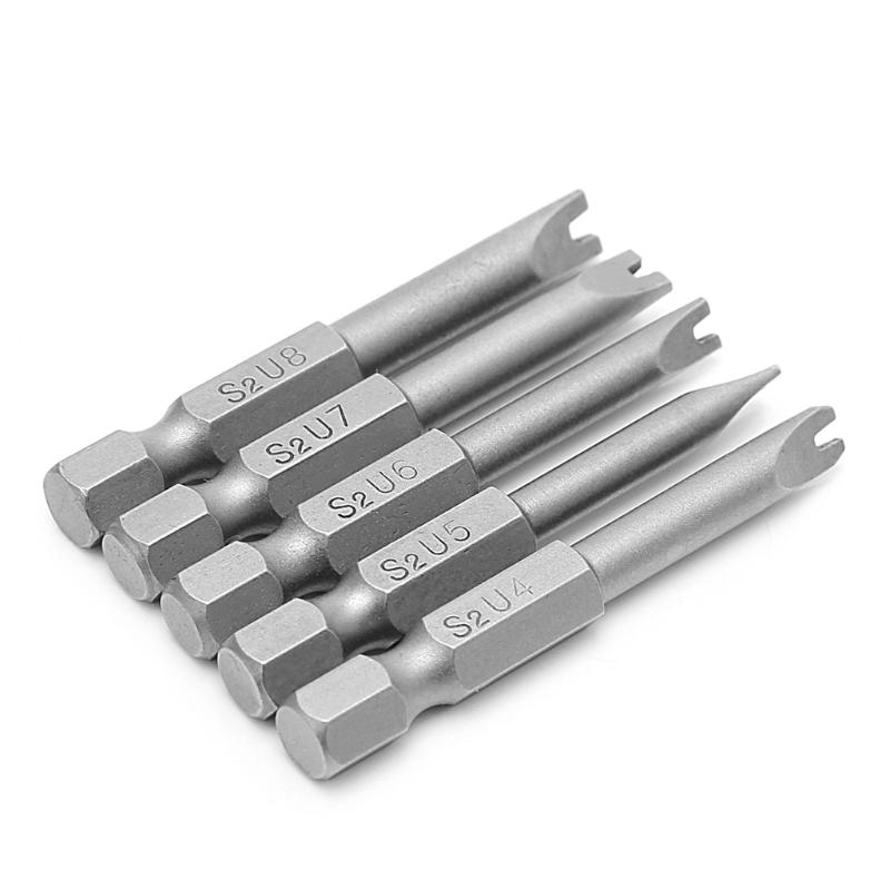 5 Pcs 1/4 Inch S2 Hex Magnetic U Shaped Screwdriver Bits Tools 50mm ...