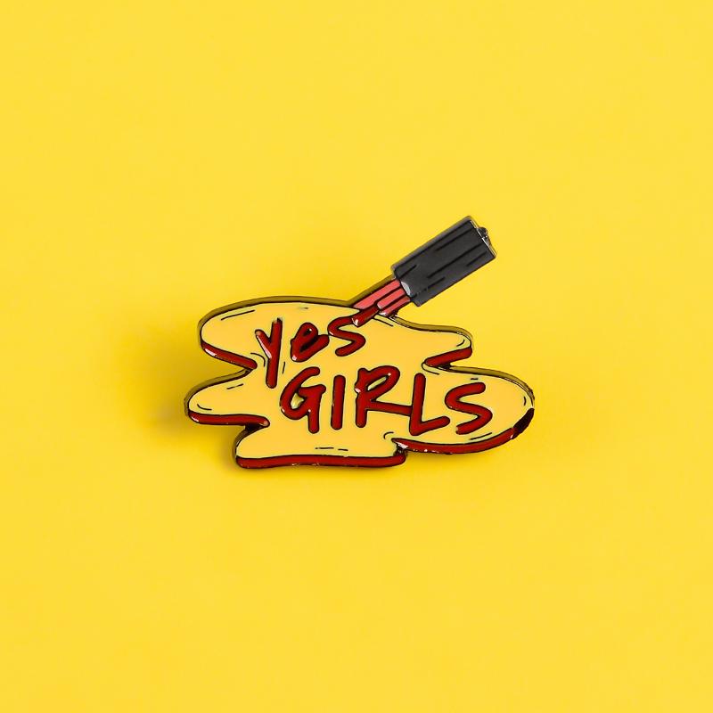 Buy Yes Gril ! Enamel Pins Nail polish Brooches Girl Power Badges ...