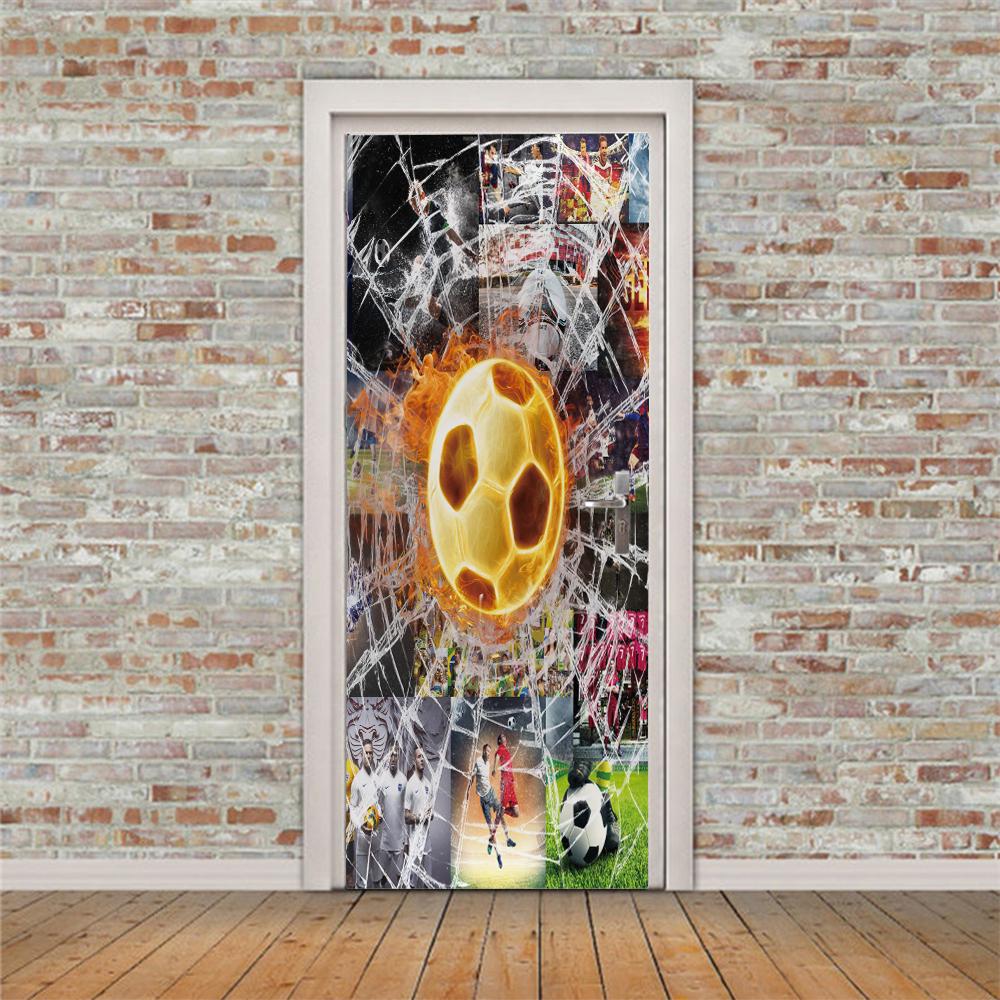 Buy Football Whirlwind Door Sticker House Home Door Sticker Wall Art ...