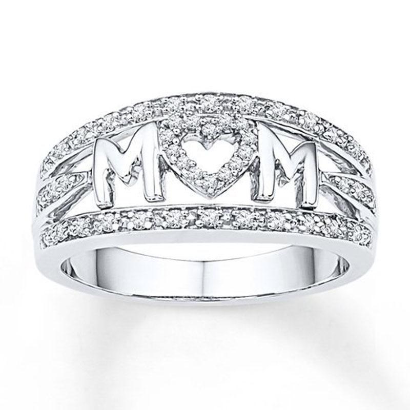 Buy Love Mum Ring Heart MOM Letter Rhinestone Jewelry Family Birthday ...