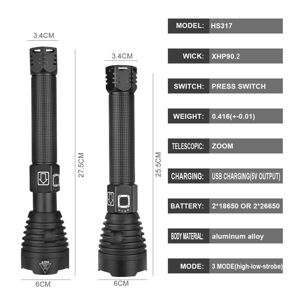 💰Köp billigt online Xhp90 most powerful led flashlight torch usb xhp50 ...