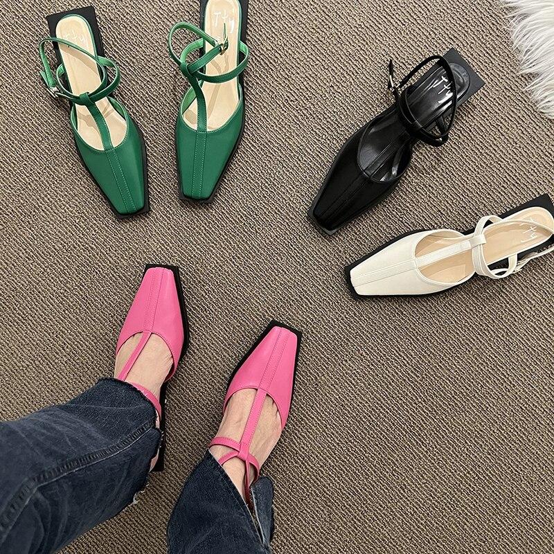 Cheap Square Toe Med Heels Mary Jane Shoes For Women Brand Design Ankle ...