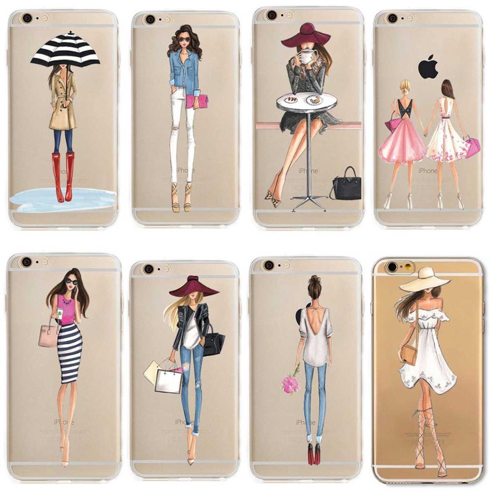 Buy Fashion Girl Women Phone Case For Iphone X 8 7 6 Plus 5 5S Se Cases ...