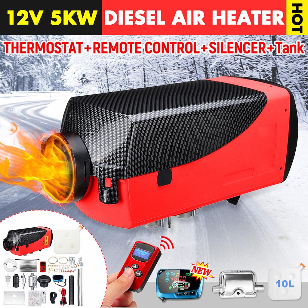 12V 5KW Car Air Heater Remote Control Warmer Auto + Silencer For Boat ...