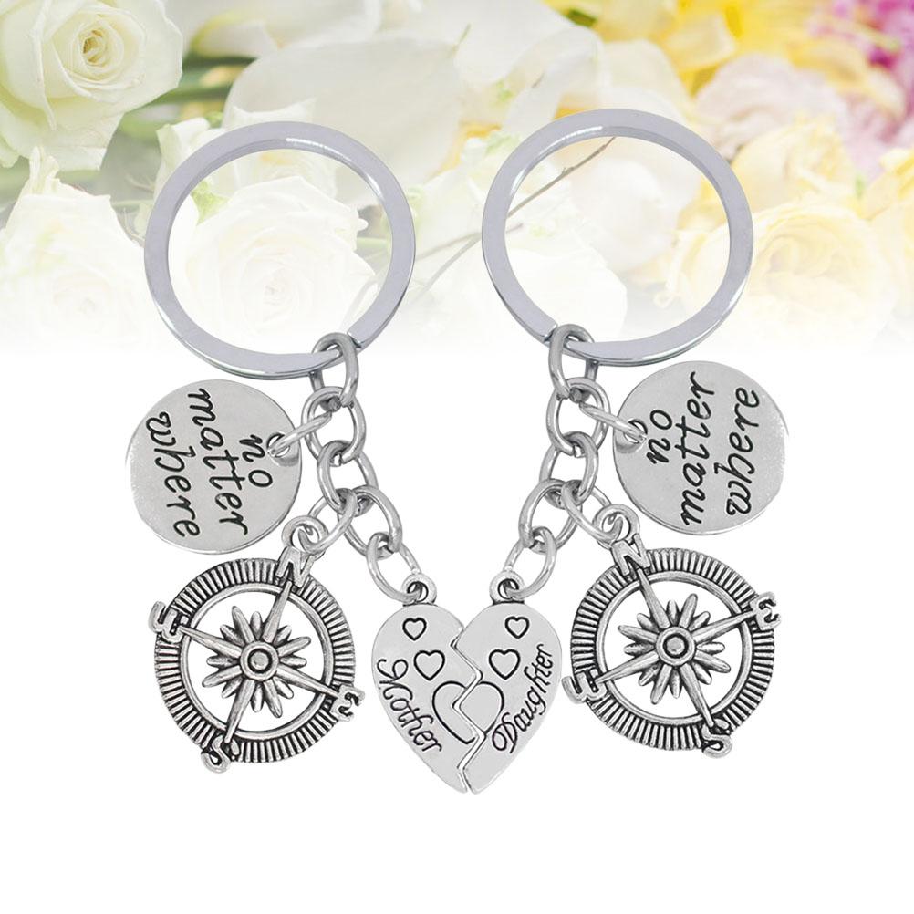 Buy 2pcs Mother Daughter Key Chain Set Matter Where Compass Broken ...