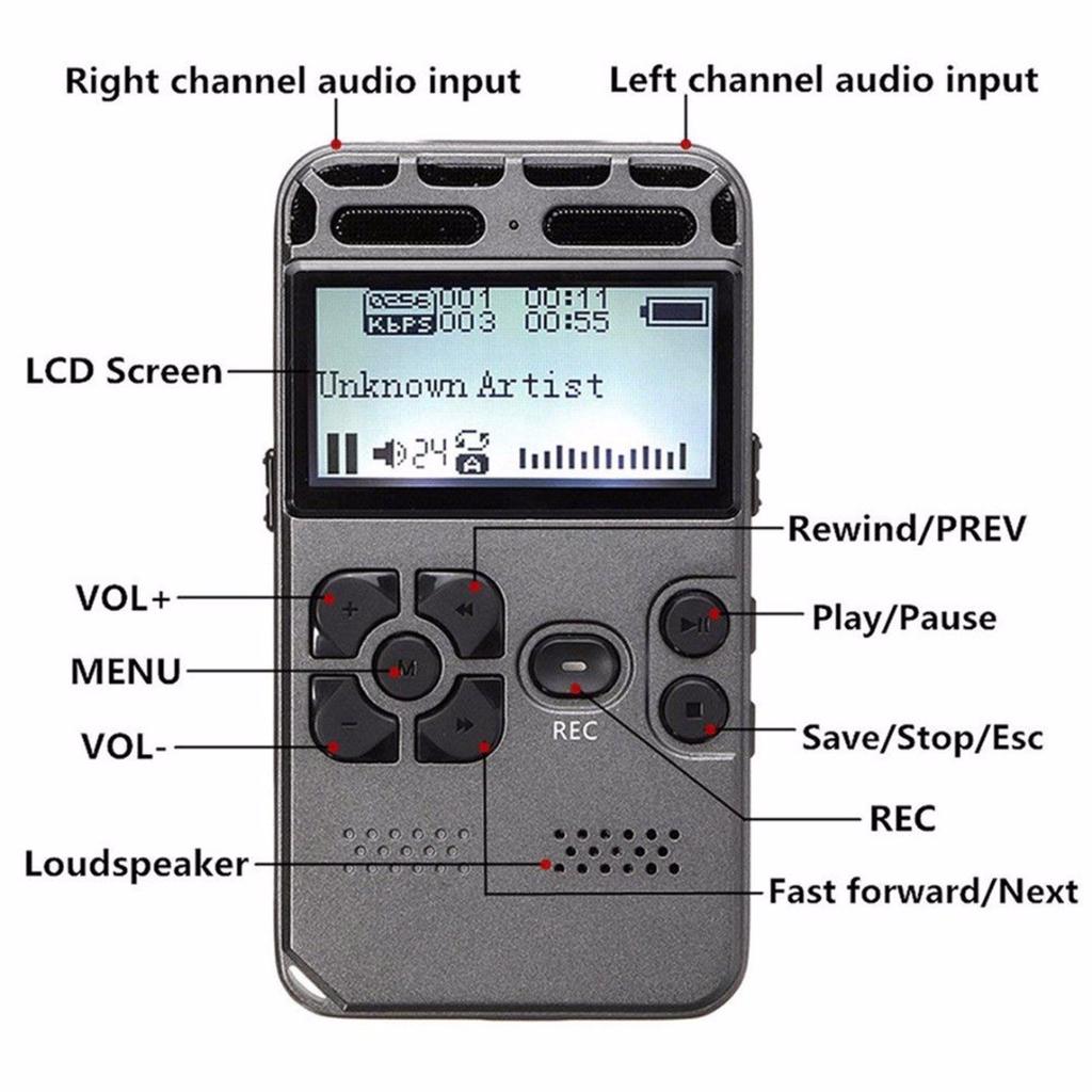 Buy 64G Rechargeable LCD Display Digital Audio Sound Voice Recorder ...