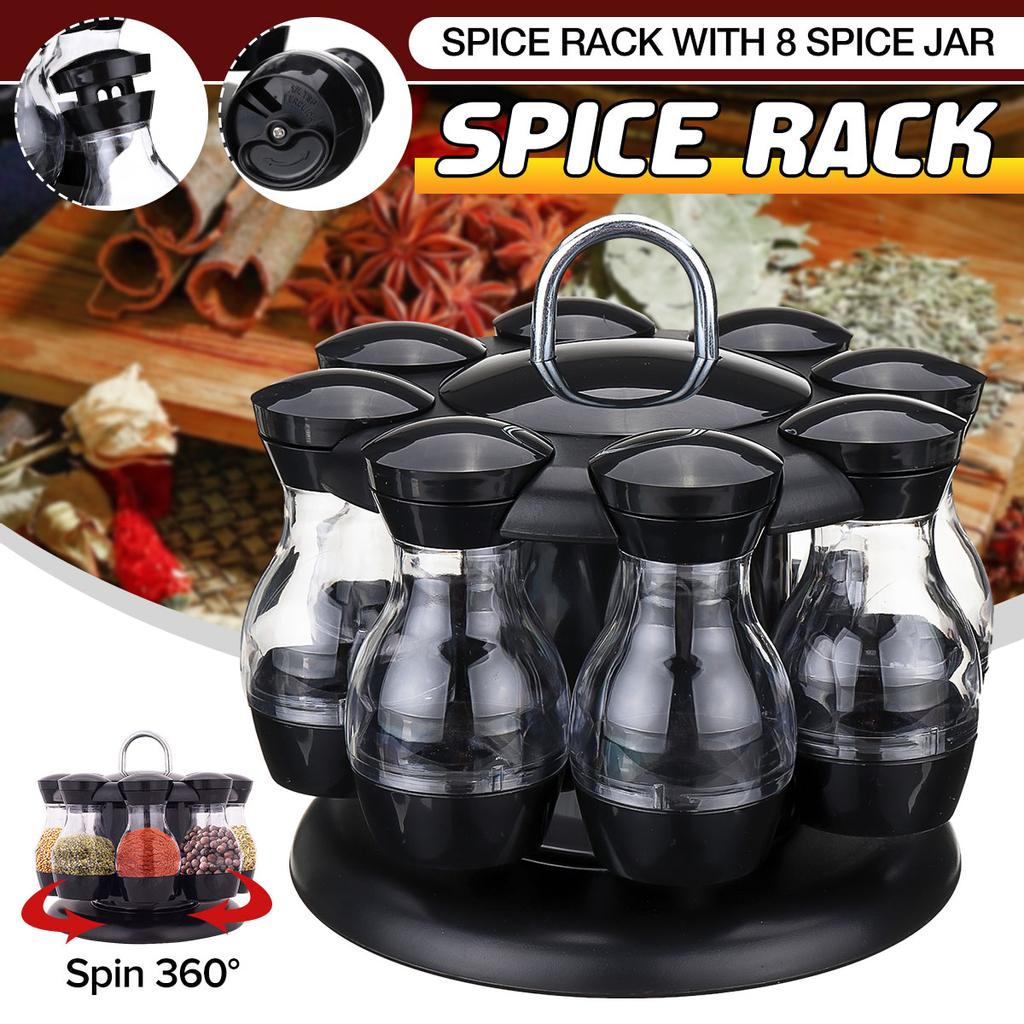 Buy 8 Jar Rotating Spice Rack Carousel Storage Holder Stainless steel ...
