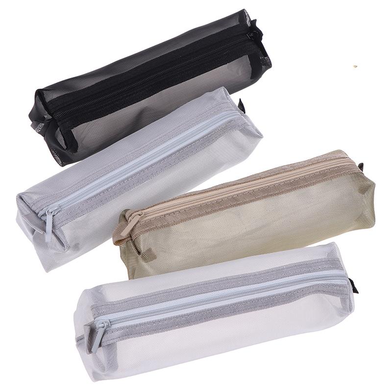 Buy Simple Transparent Mesh Pencil Case Cute Nylon Pen Bag Box ...
