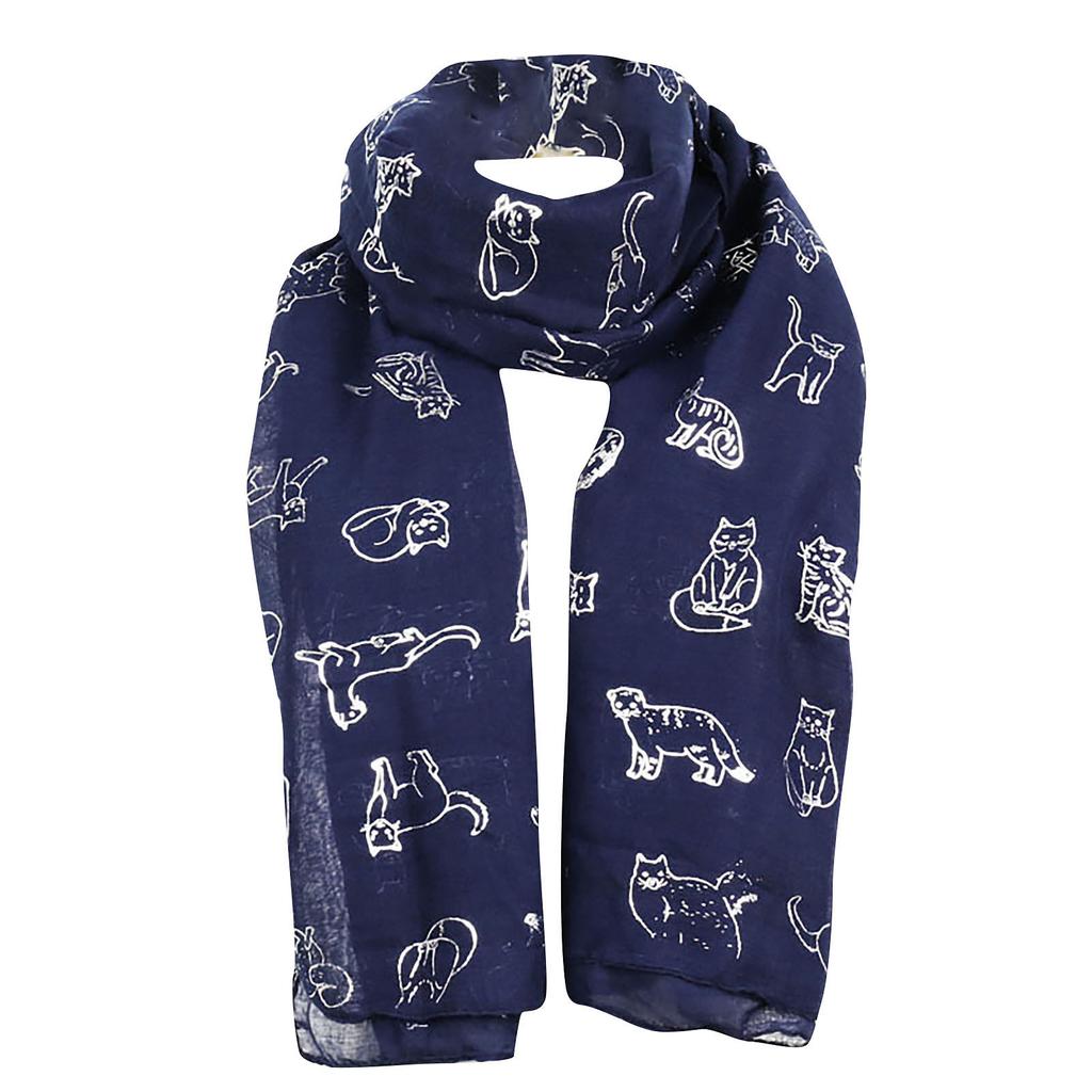 Cheap (SU)Women Fashion Cat Foil Printed Scarf Wrap Silk Shawl Travel ...