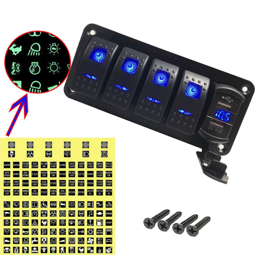 Buy 5 Gang Switch Panel 2USB Interior Control Car Boat Marine Rocker ...