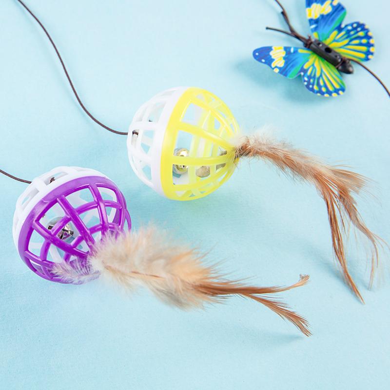 Buy Bell Butterfly Fur Ball Feather Ribbon Cat Toy Cat Scratch Rope ...