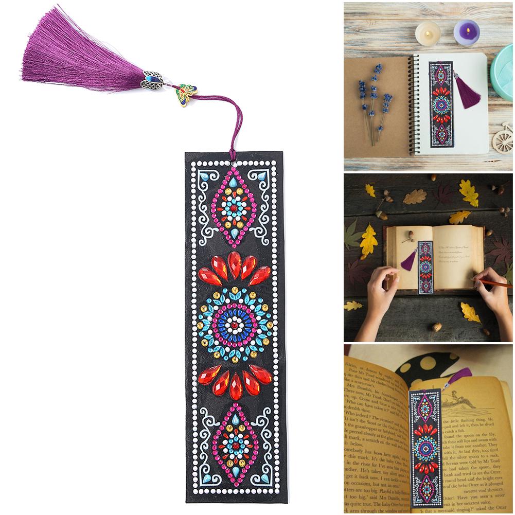DIY Mandolin Flowers Shaped Diamond Painting Bookmark Tassel Book Marks ...