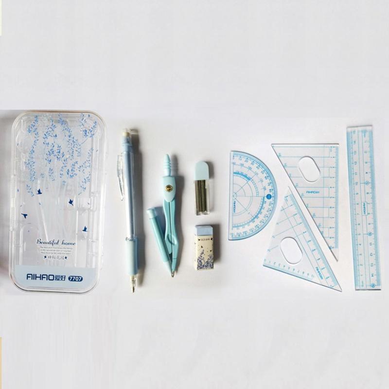 Charm 8Pcs School Math Geometry Set Mathmatical Intruments Squares ...