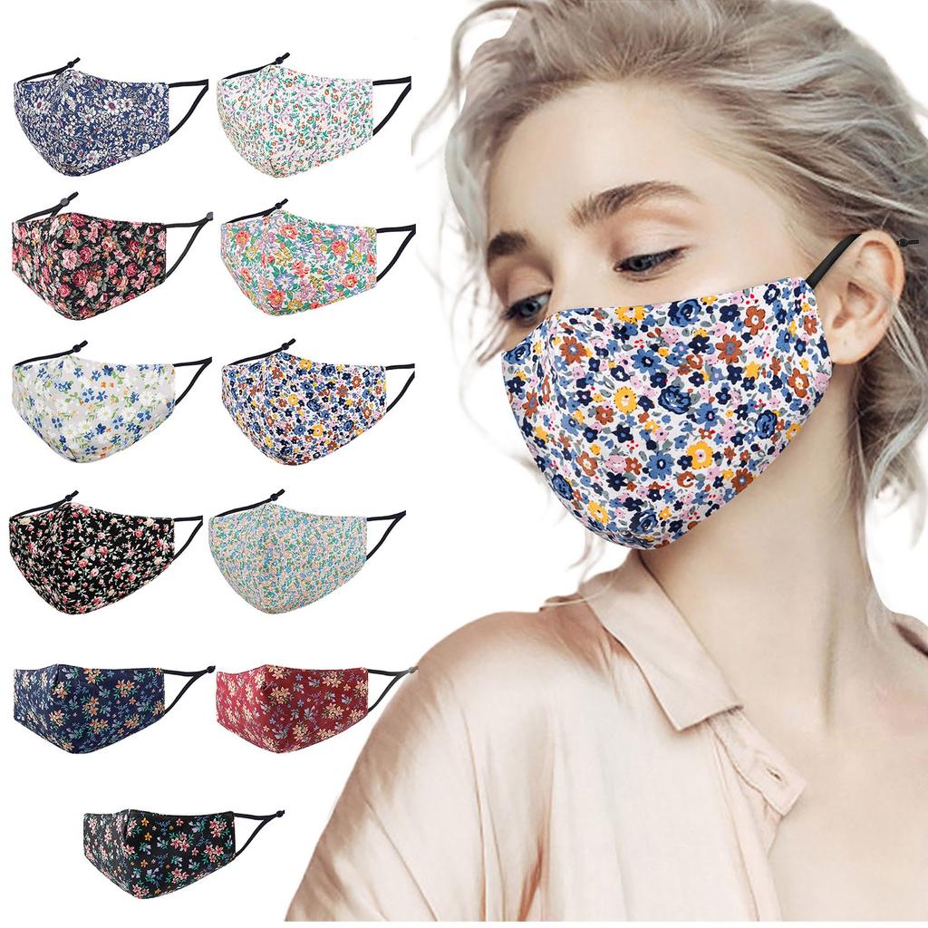 Cheap Adult Floral Mask Adjustable Three-layer Washable And Breathable ...