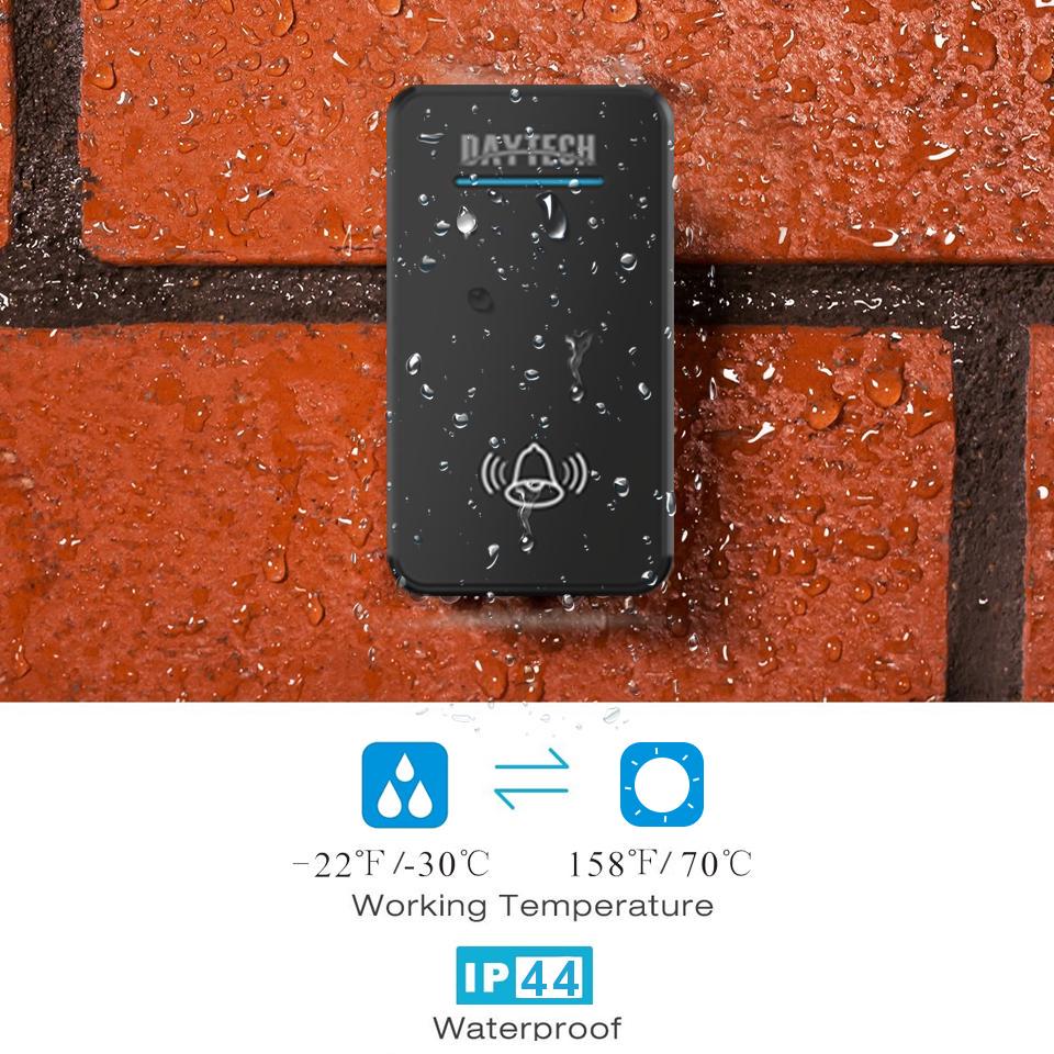 Wireless Door Bell IP44 Doorbell 300M Range 6 Volume 48 Ring Tones Door ...