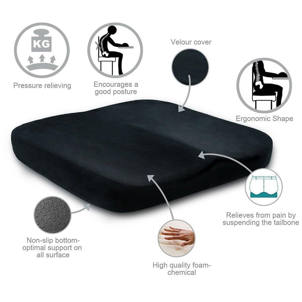 Buy Yusi Comfortable Flat Cushion Hip Pad Memory Foam Home Office Chair ...