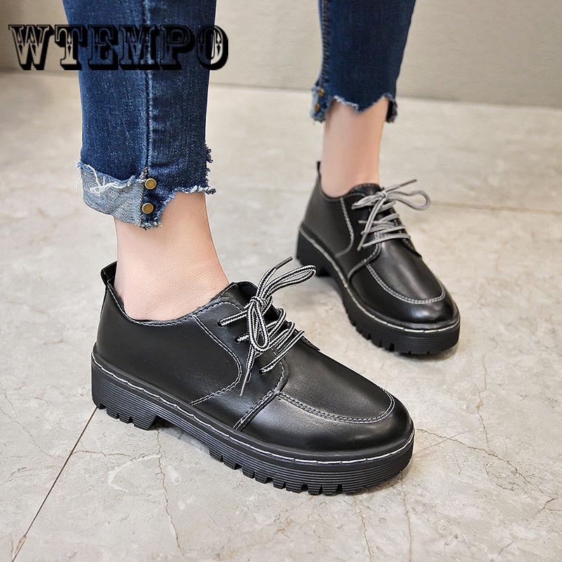 Buy Shoes Student Casual Round Head Small Shoes Women British Thick ...