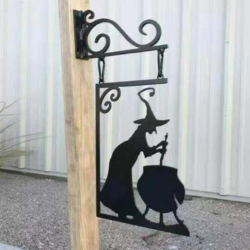 Buy Metal Vintage Witch Shape Cast Iron Garden Corner Sign Mysterious ...