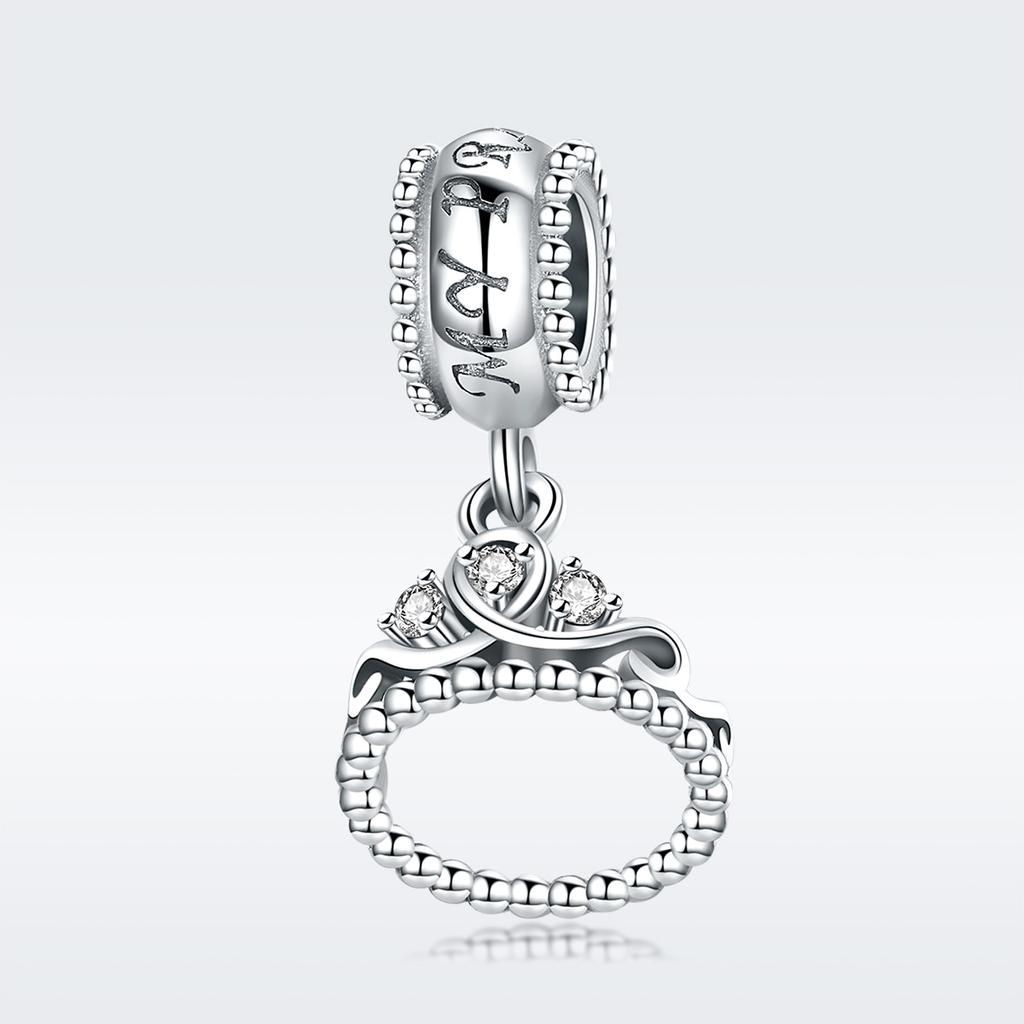 925 Sterling Silver Trendy Princess Crown Pendant Charm Fit Charm ...