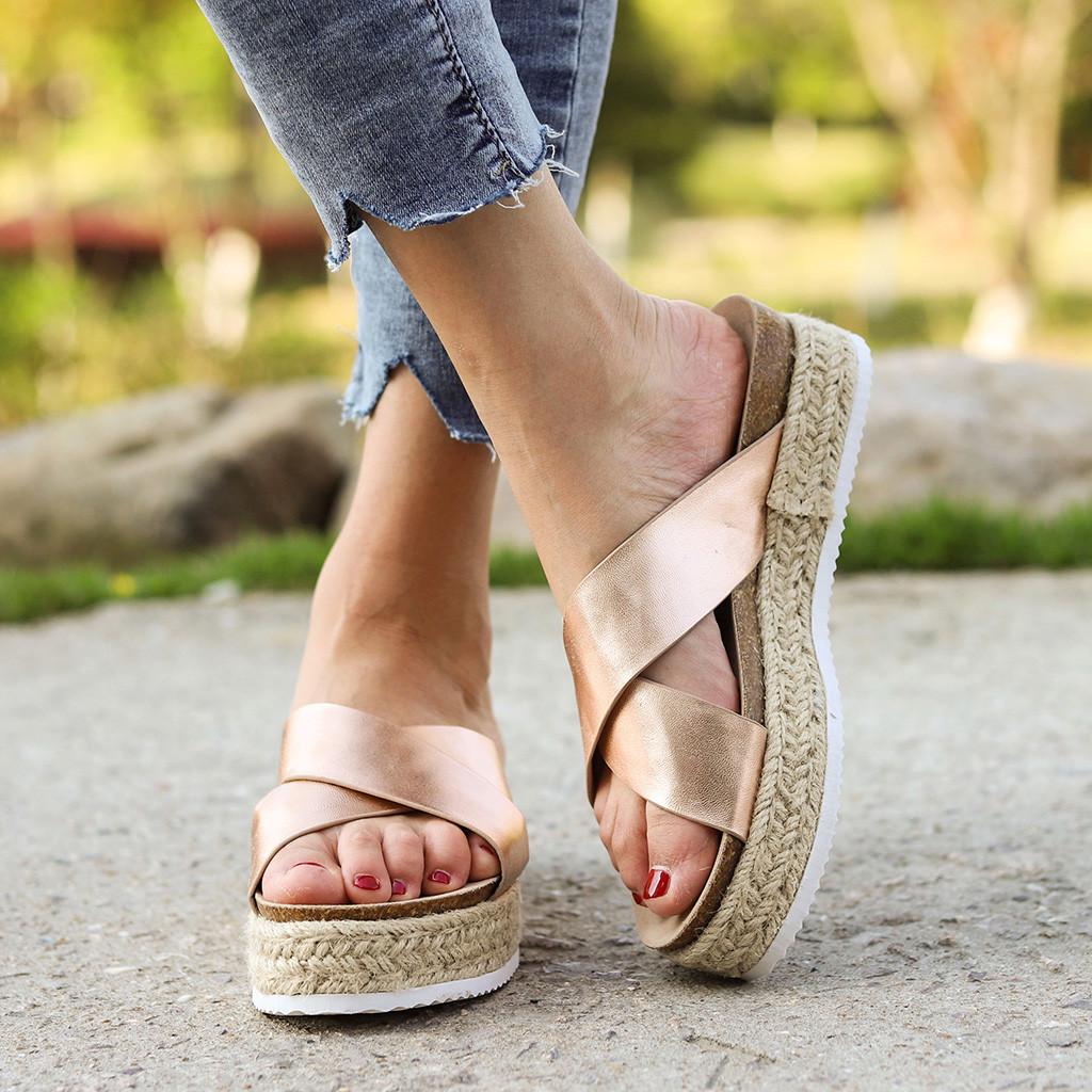 Buy Fashion Casual Thick Bottom Slides Sandals Platform Beach Shoes ...