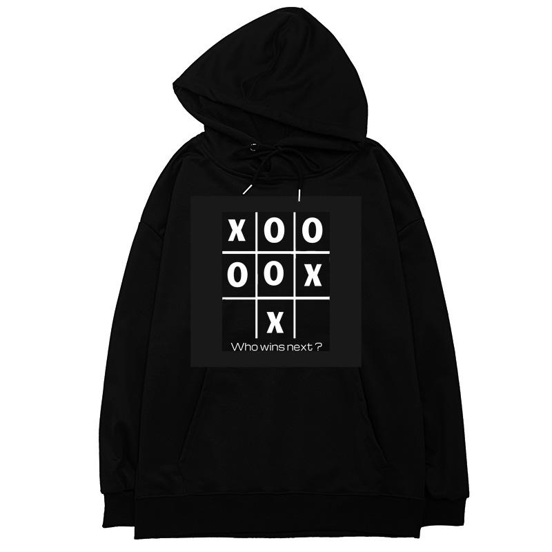 Buy Autumn Tic Tac Toe Print Unisex Hoodie Drawing Pocket Pullover Streetwear Casual Ladies And ...