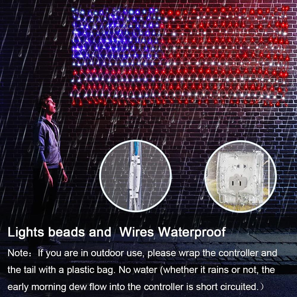 Buy American Flag LED String Lights 390LEDs Large USA Flag Net Light ...