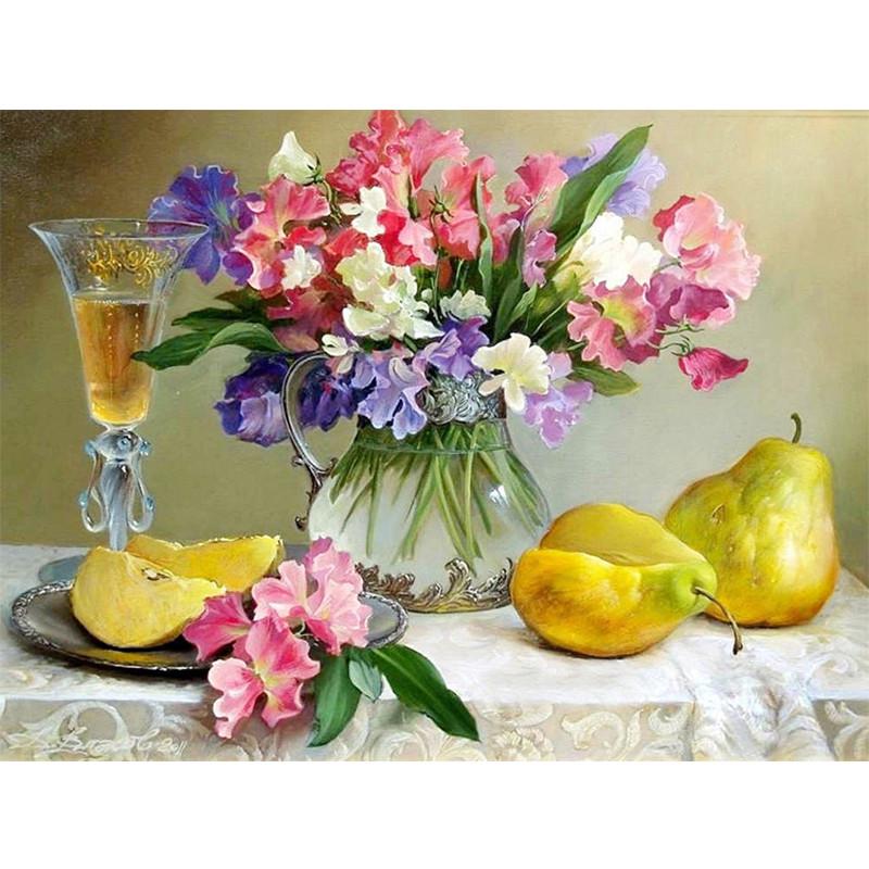 Cheap Full 5D Diy Diamond Painting Table Flowers and Fruits Embroidery ...