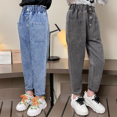 2020 Girls' Summer Two-piece Jeans Suit New Daisy Print Short-sleeved ...